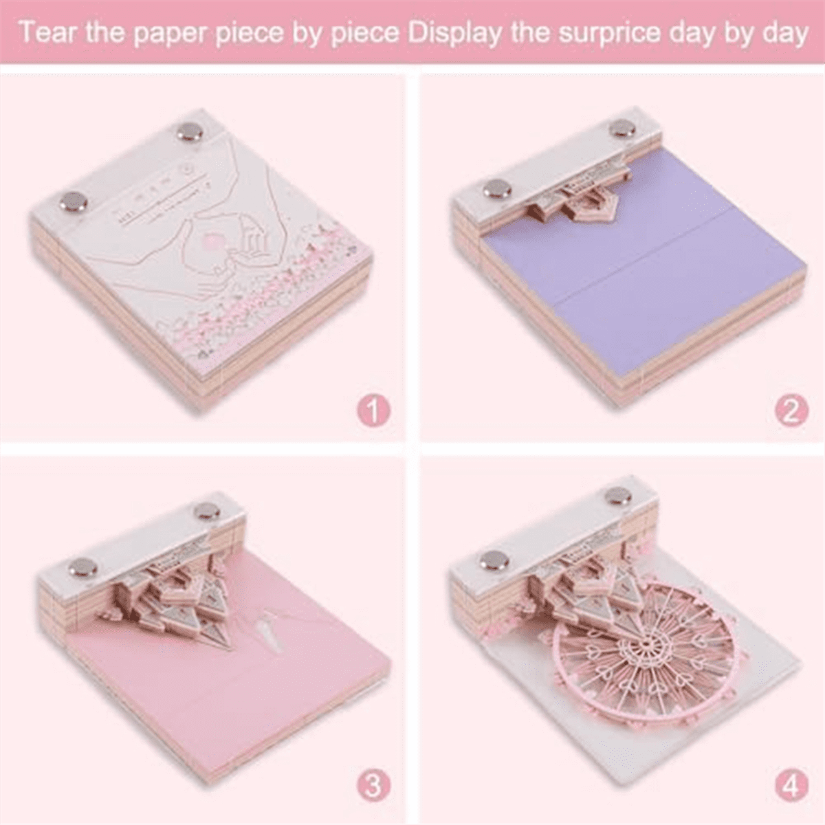 3D Notepad Desk Calendar with Lights, 2024 Calendar 3D Notepad Artopad ...