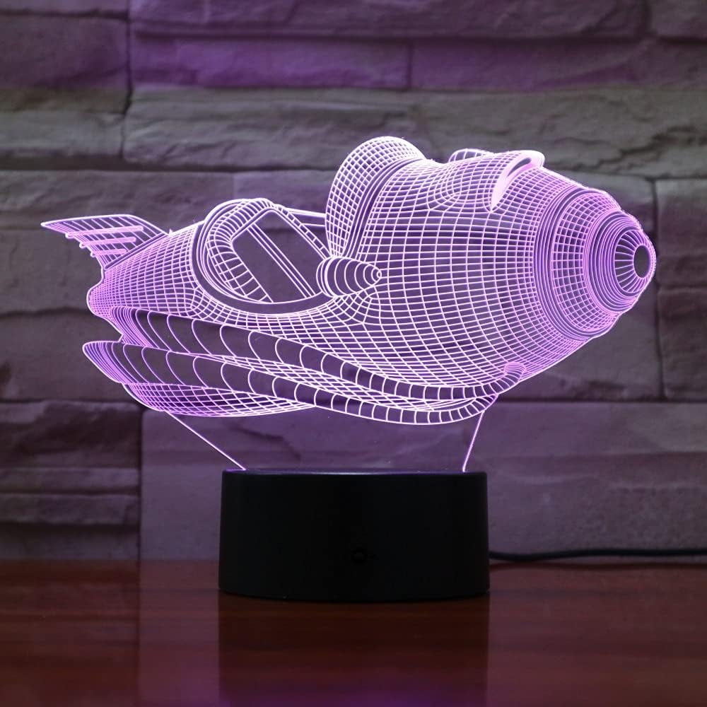 3D Novelty Time Air Plane 3D Led Light Decoration Gift Kid Holiday USB ...