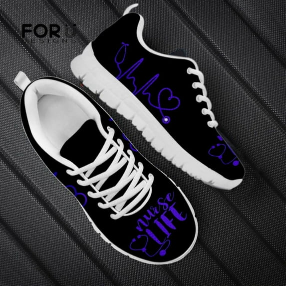 3D Nurse Life Stethoscope Pattern Women Lace Up Sneakers Casual Spring ...