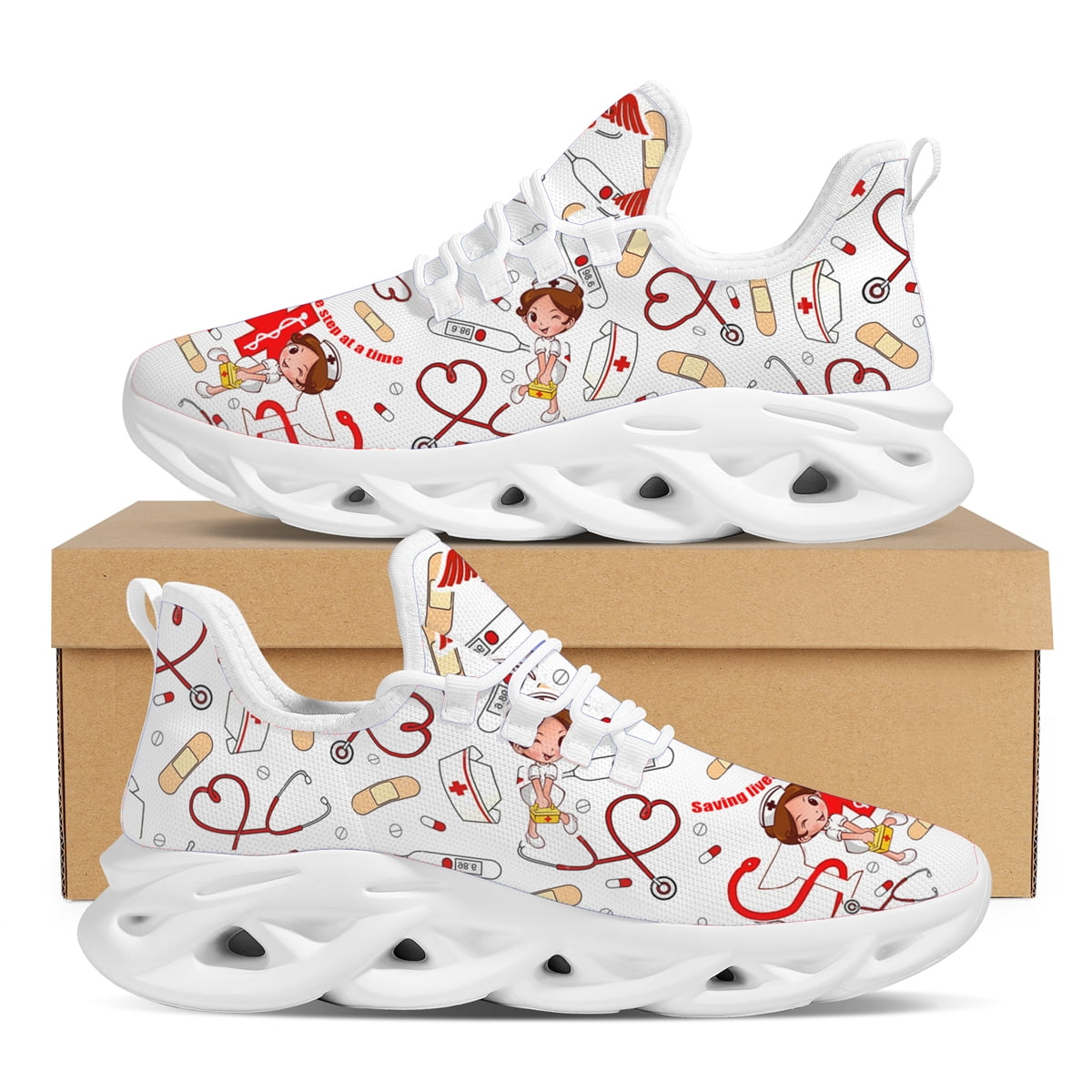 3D Nurse Print Flat Shoes Personality Gradient Medical Supplies ...