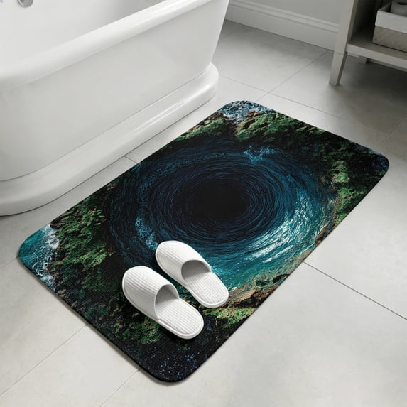 3D Ocean Hole Bathroom Rugs Non Slip Washable Bath Mat Absorbent Low ...