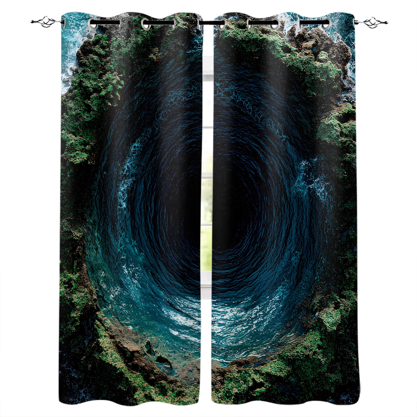 3D Ocean Hole Blackout Curtains for Bedroom/Living Room, Thermal ...