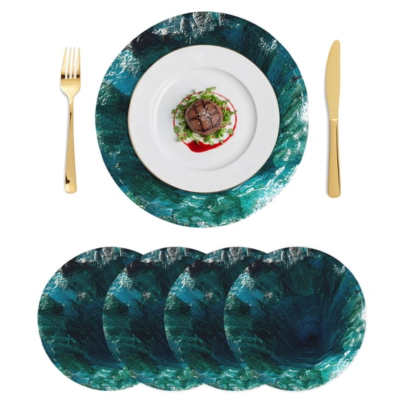 3D Ocean Hole Round Placemats Set of 4 Summer Sea Coastal Modern Place ...