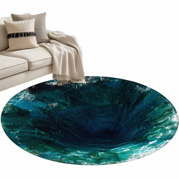 3D Ocean Hole Round Rug 3ft Washable Circle Entryway Rugs Non Slip ...