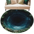 3D Ocean Hole Round Rug 7ft Washable Circle Rugs Non Slip Mountain Sea ...