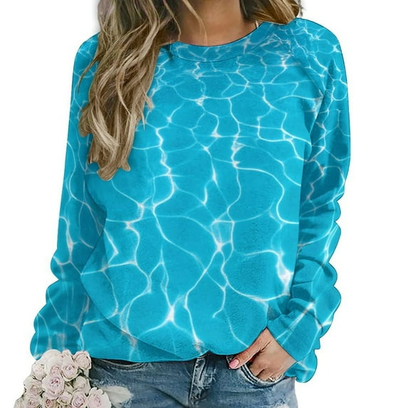 3D Ocean Seawater Beach Water Fashion Round Neck Long Sleeve Printed ...