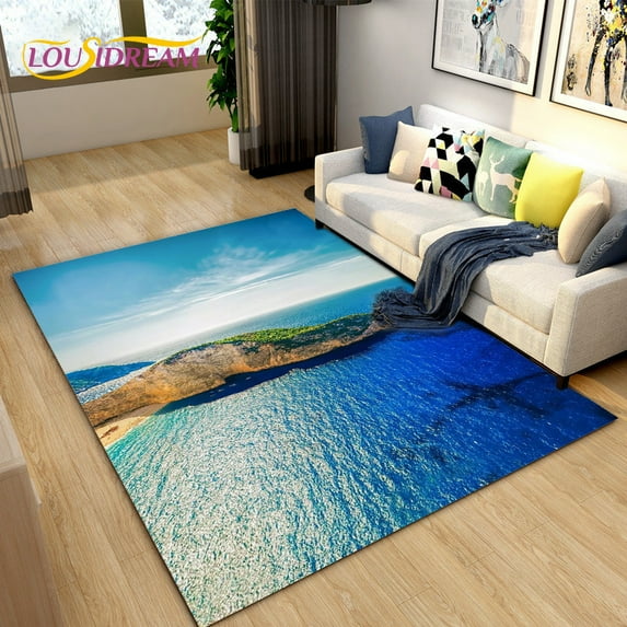 3D Ocean Seawater Beach Water Scenery Area Rug Carpet Rug for Living ...