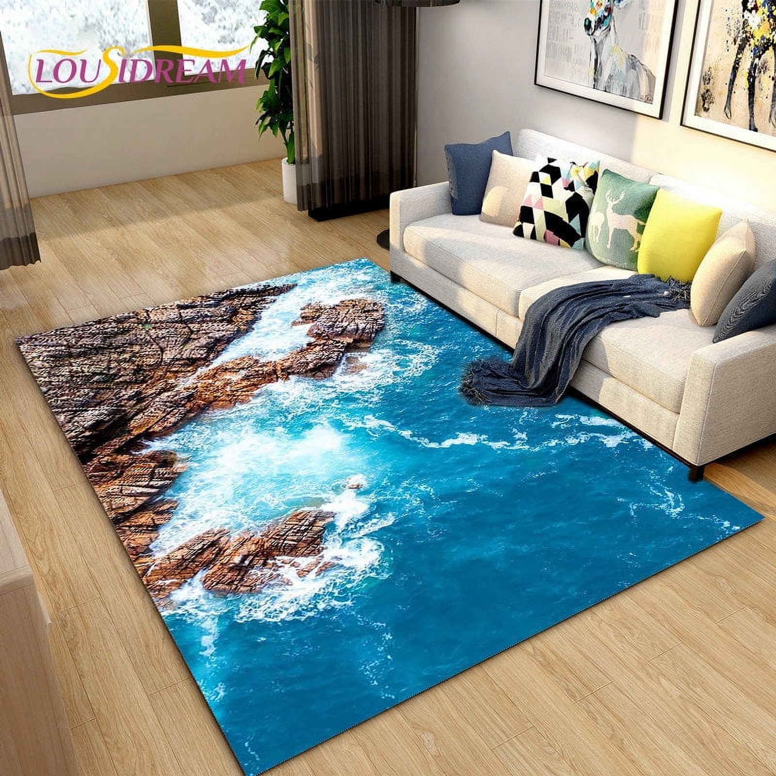 3D Ocean Seawater Beach Water Scenery Area Rug Carpet Rug for Living ...