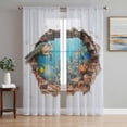 3D Ocean Sheer Curtains for Living Room Bedroom Modern Abstract Nature ...