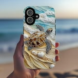 3D Ocean Turtle Beach Sea Waves Shells Phone Case for 17 16 15 14 13 12 ...