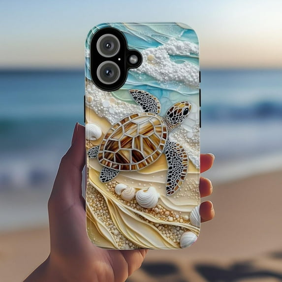 3D Ocean Turtle Sea Waves Shells Beach Phone Case 17 16 15 14 13 12 11 ...