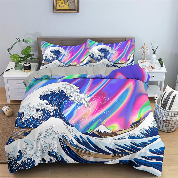 3D Ocean Waves Bedding Set Size Soft Summer Sea Beach Duvet Cover Set ...