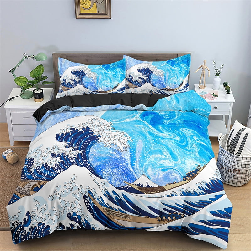 3D Ocean Waves Bedding Set Size Soft Summer Sea Beach Duvet Cover Set ...