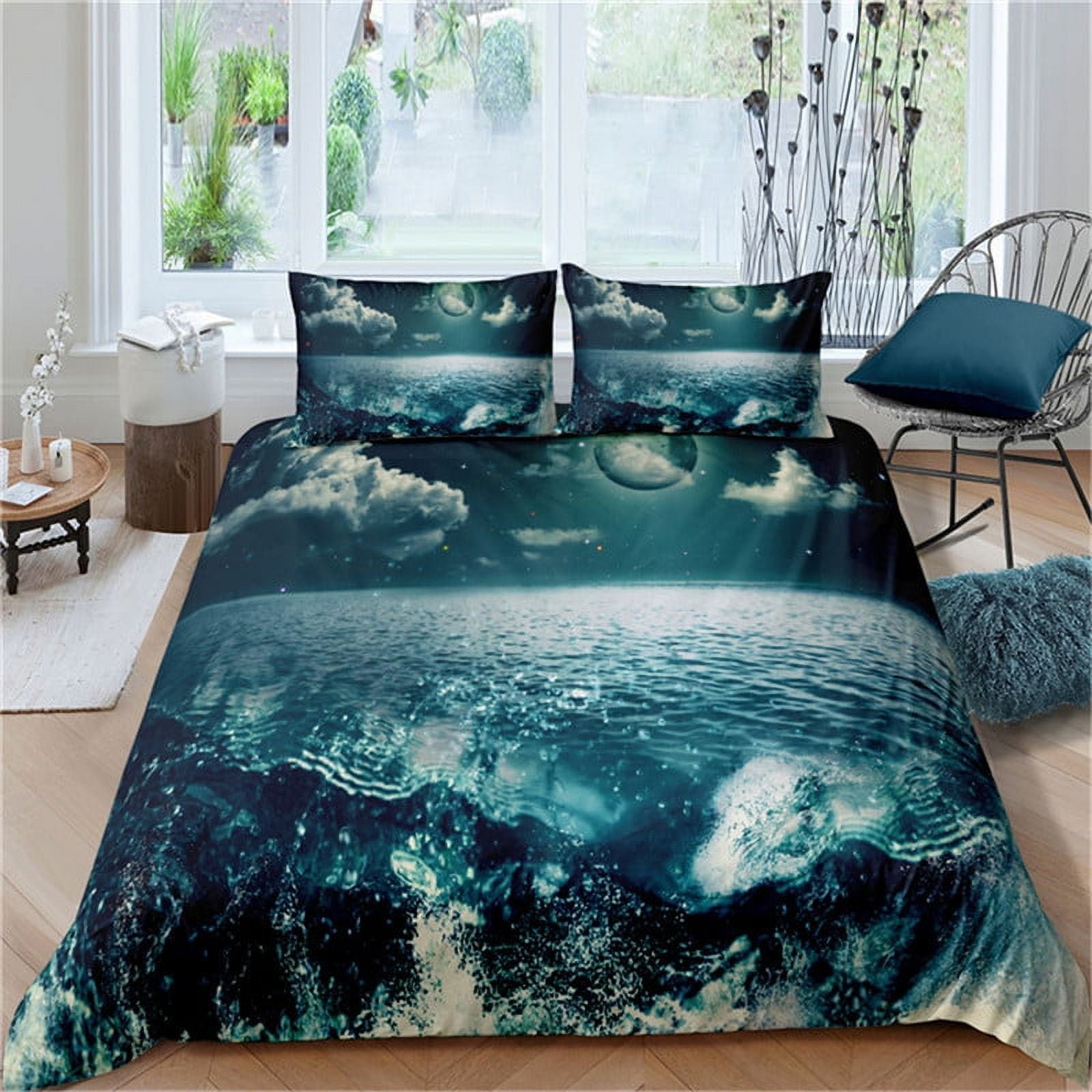 3D Ocean Waves Bedding Set Size Soft Summer Sea Beach Duvet Cover Set ...