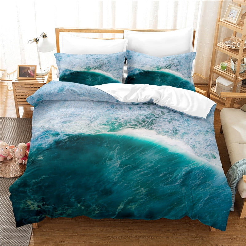 3D Ocean Waves Bedding Set Size Soft Summer Sea Beach Duvet Cover Set ...