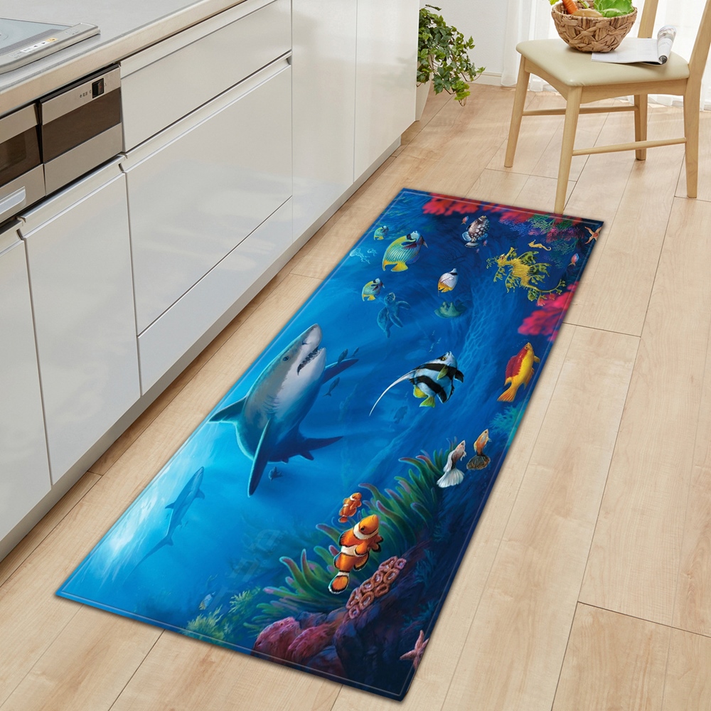 3D Ocean World Fish Carpet Kitchen Mat Entrance Doormat Bedroom Home ...