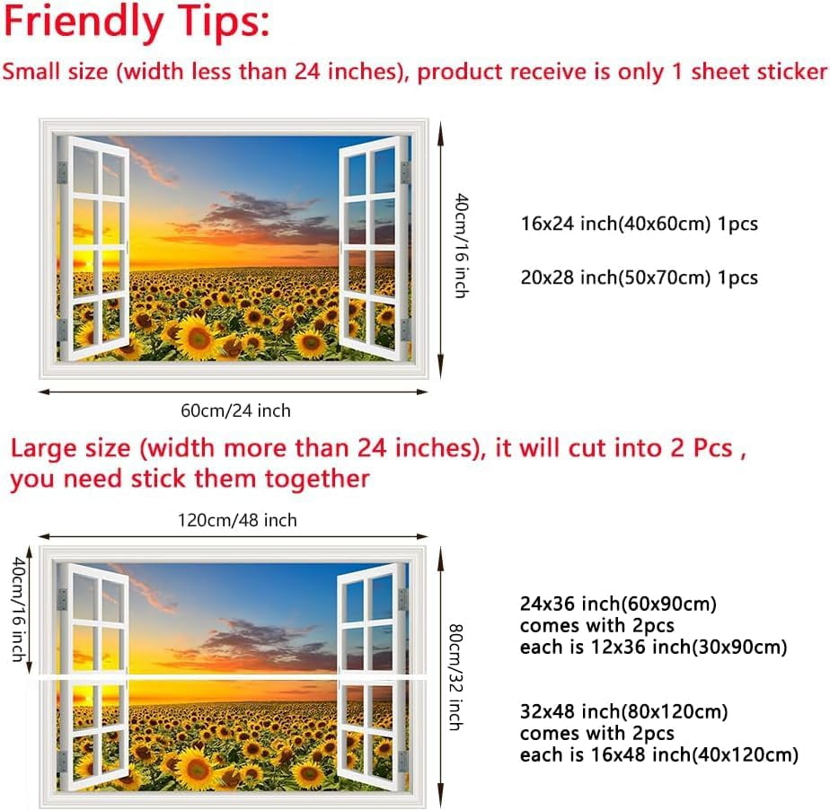 3D Open Window View Wall Decals Ocean Waves Summer Seaside Beach Theme ...