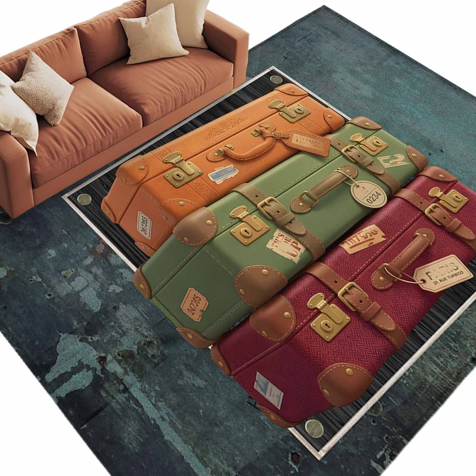 3D Optical Illusion Area Rug 5x8 Washable Rug Non Slip Vintage Shabby ...