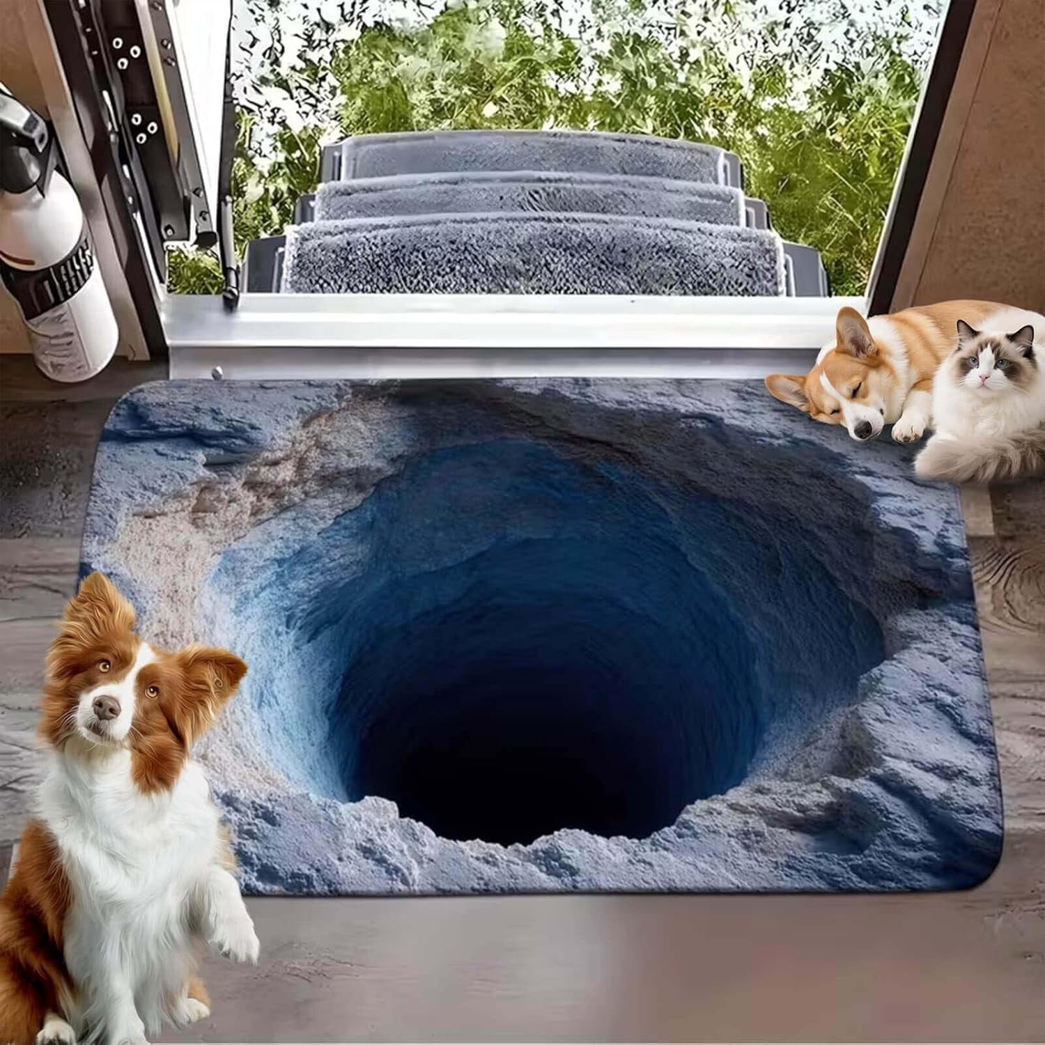 3D Optical Illusion Area Rug with Depth Effect, Non-Slip Decorative ...