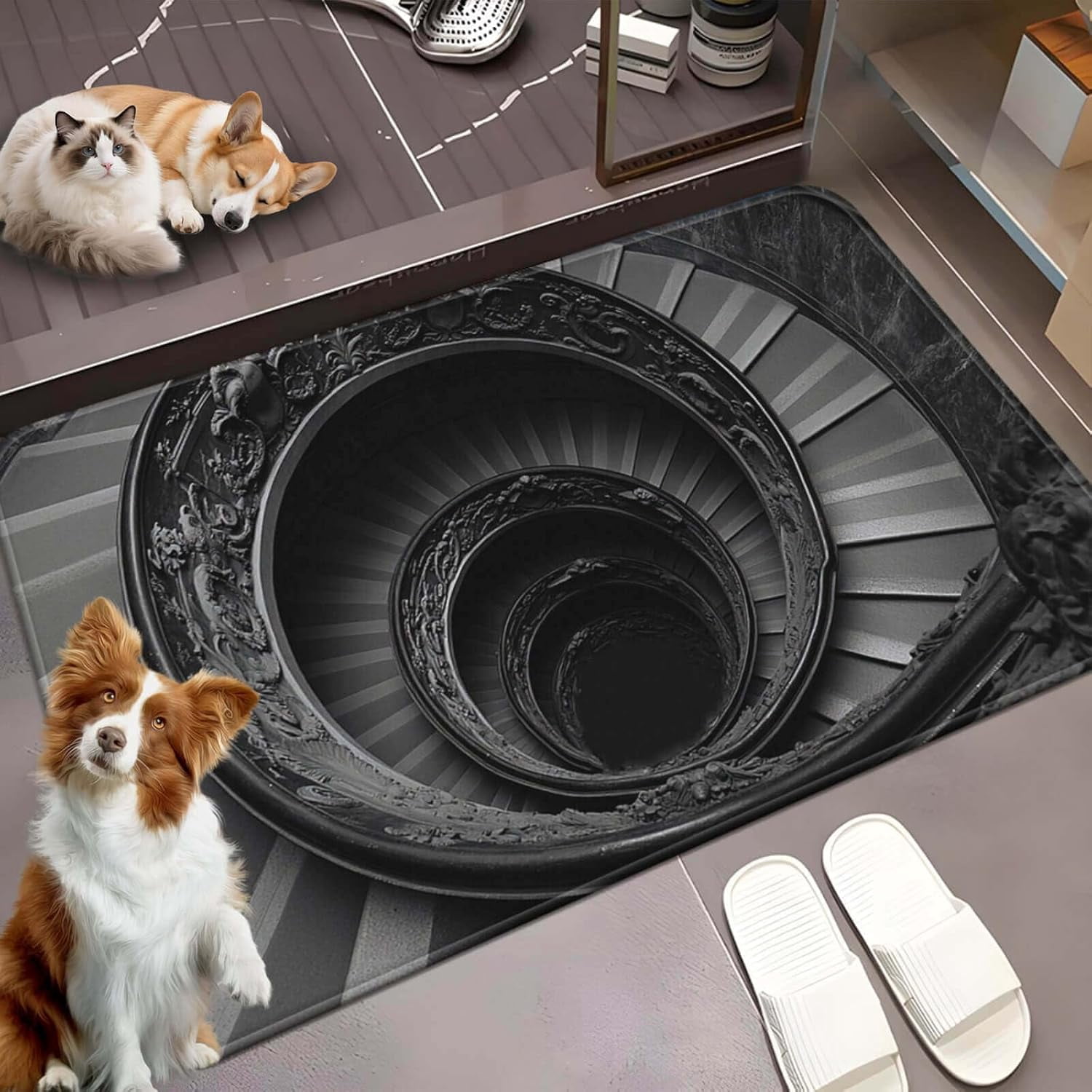 3D Optical Illusion Area Rug with Depth Effect, Non-Slip Decorative ...