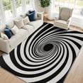 3D Optical Illusion Area Rugs, Black White Vortex Carpet, Washable Non ...