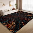 3D Optical Illusion Area Rugs, Neon Line Carpet, Washable Non Slip Low ...