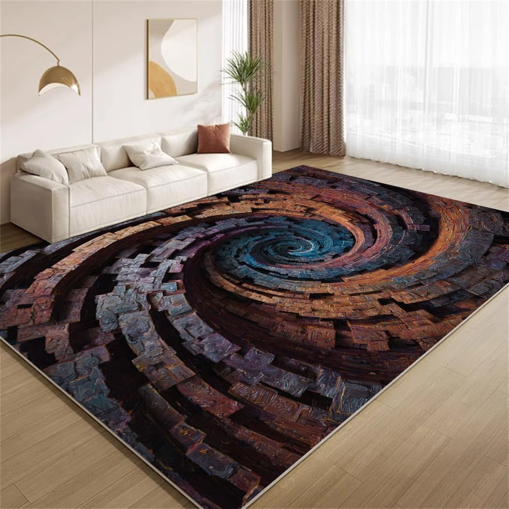 3D Optical Illusion Area Rugs, Rotation Visual Carpet, Washable Non ...