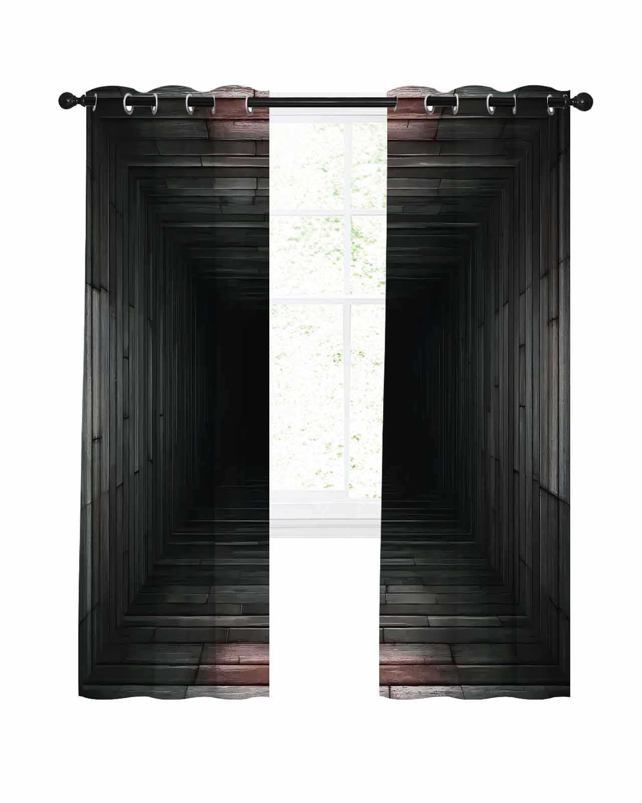 3D Optical Illusion Blackout Curtains 45 Inches Length, Visual Trap ...