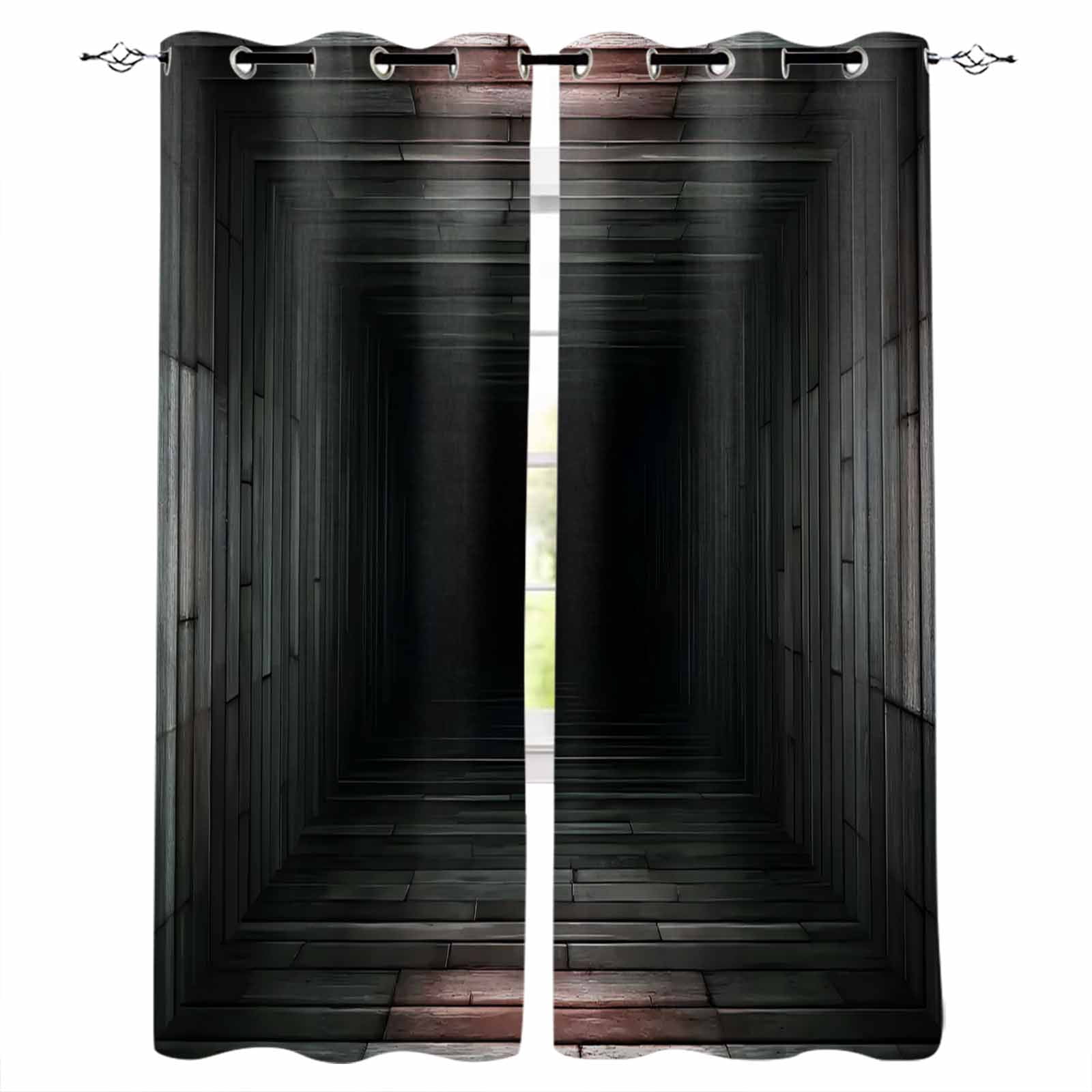 3D Optical Illusion Blackout Curtains 84 Inches Long, Visual Trap Looks ...