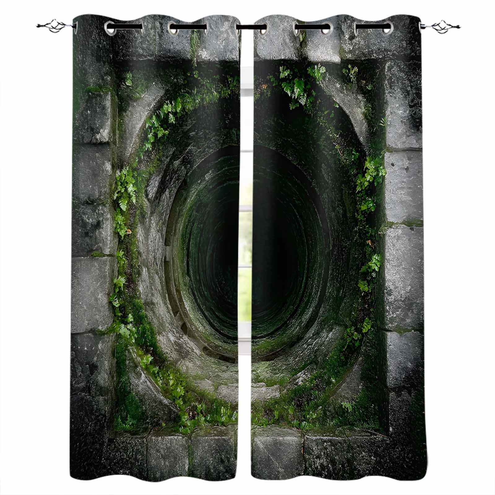 3D Optical Illusion Blackout Curtains 84 Inches Long, Visual Trap Looks ...