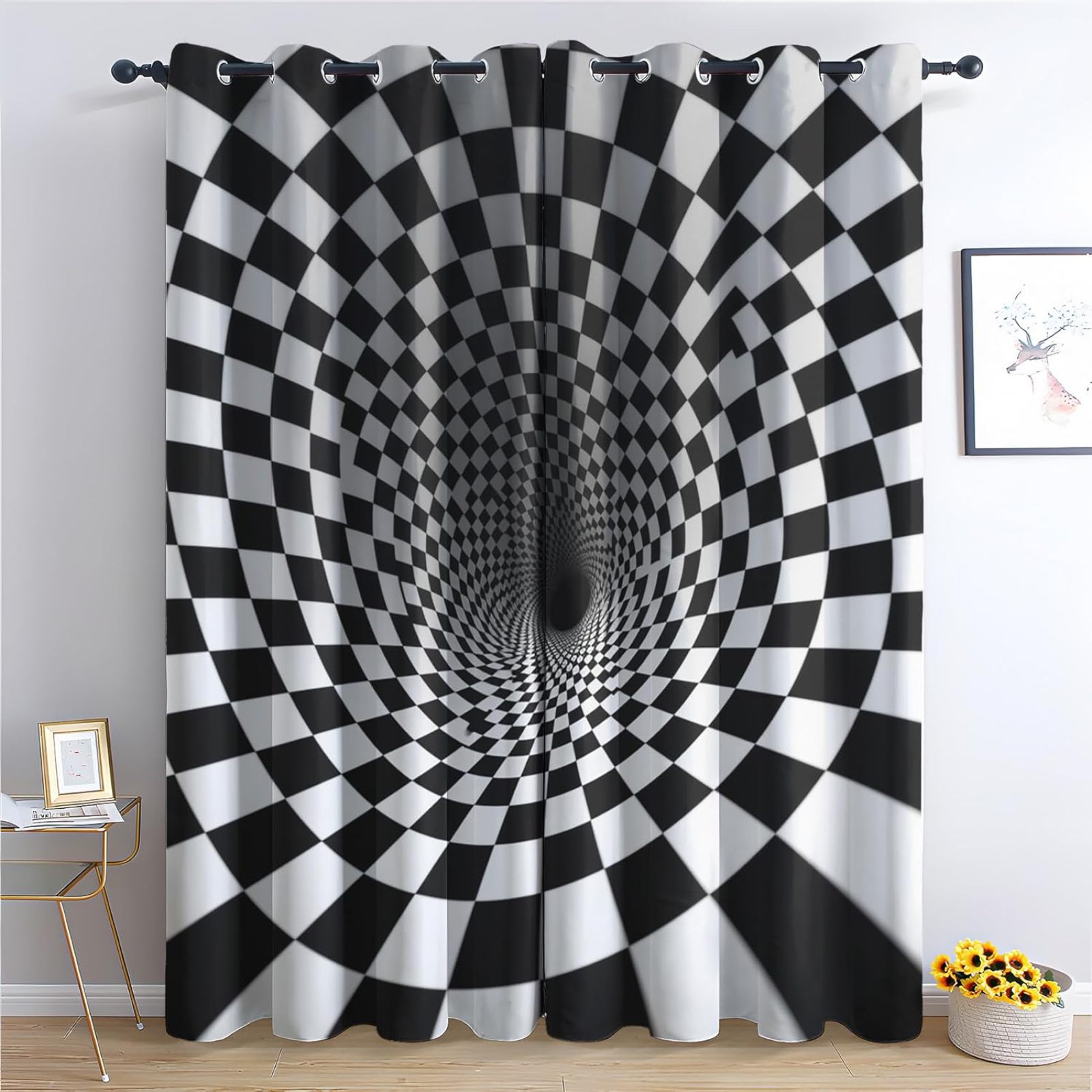 3D Optical Illusion Blackout Curtains For Bedroom Living Room, Vortex ...