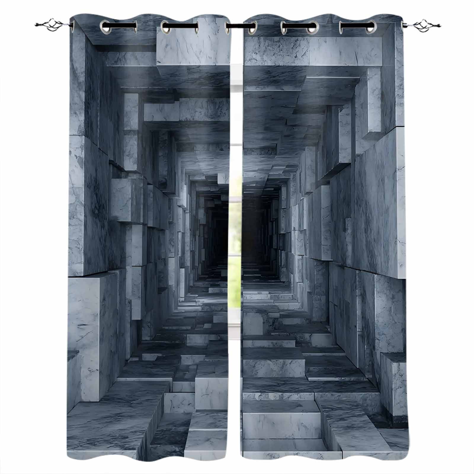 3D Optical Illusion Blackout Curtains for Bedroom, Visual Trap Looks ...