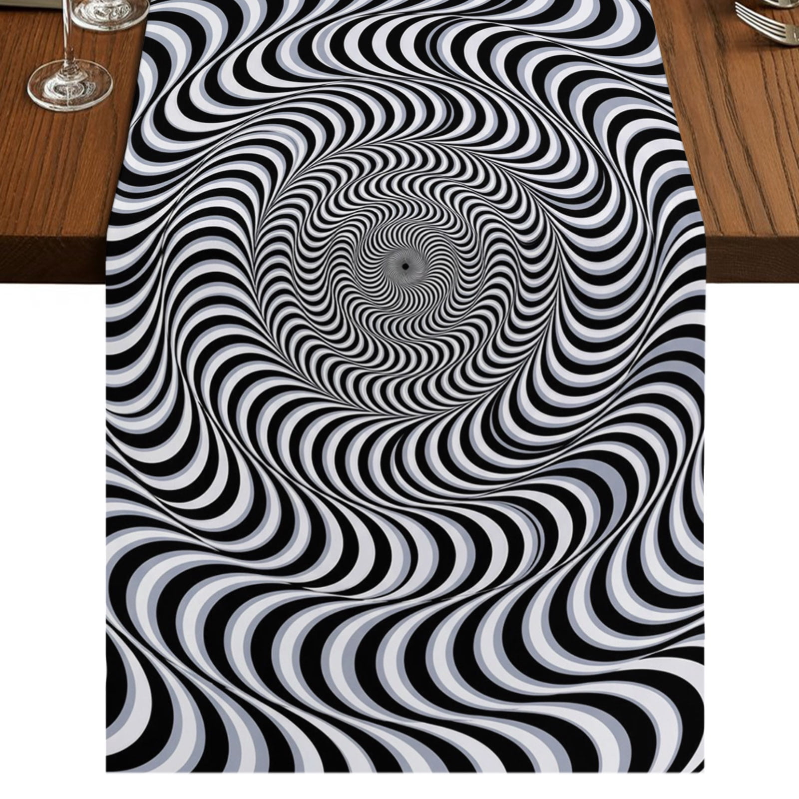 3D Optical Illusion Burlap Cotton Table Runner 14x72 Inches Long ...