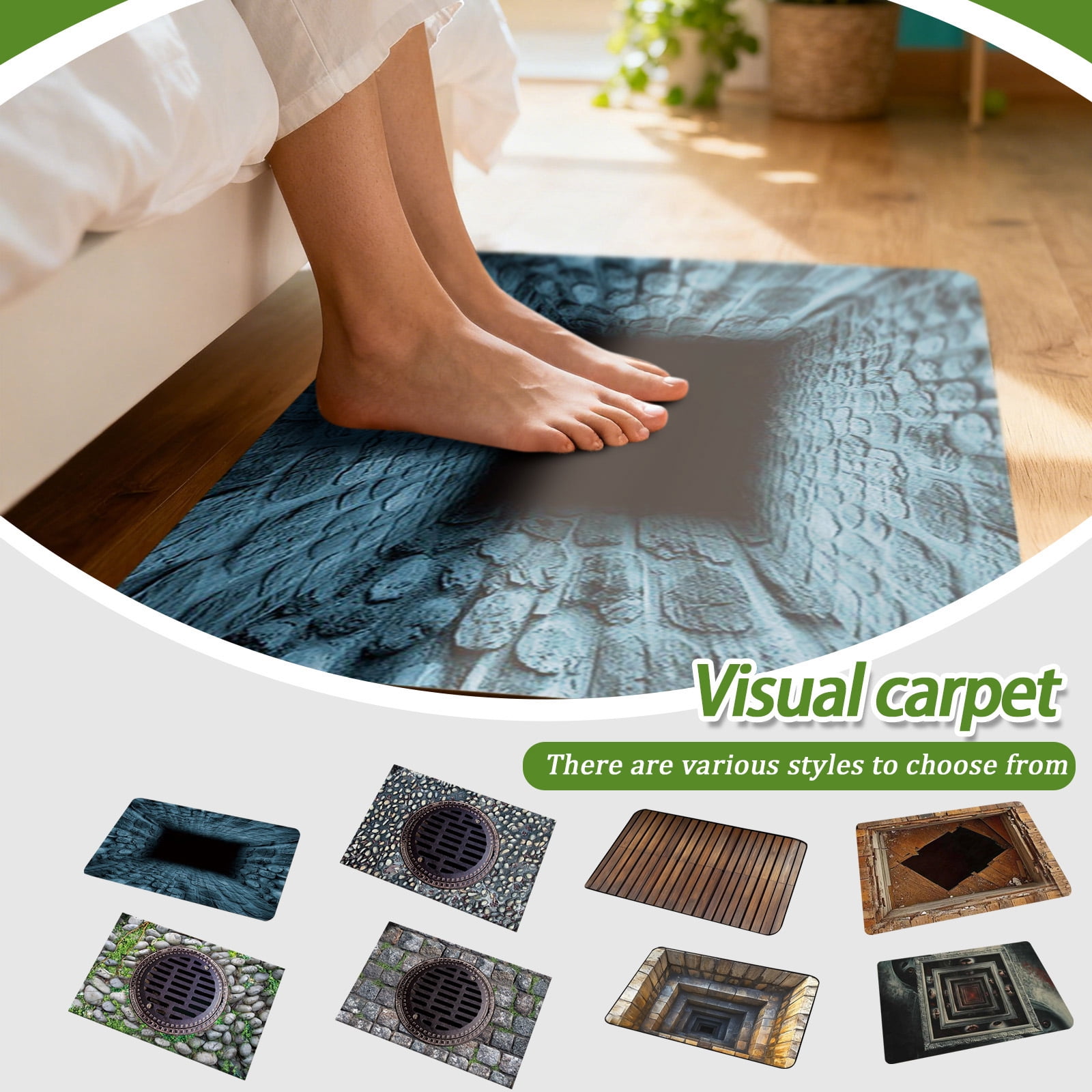 3D Optical Illusion Doormat Indoor Outdoor, All-Weather Easy Clean ...