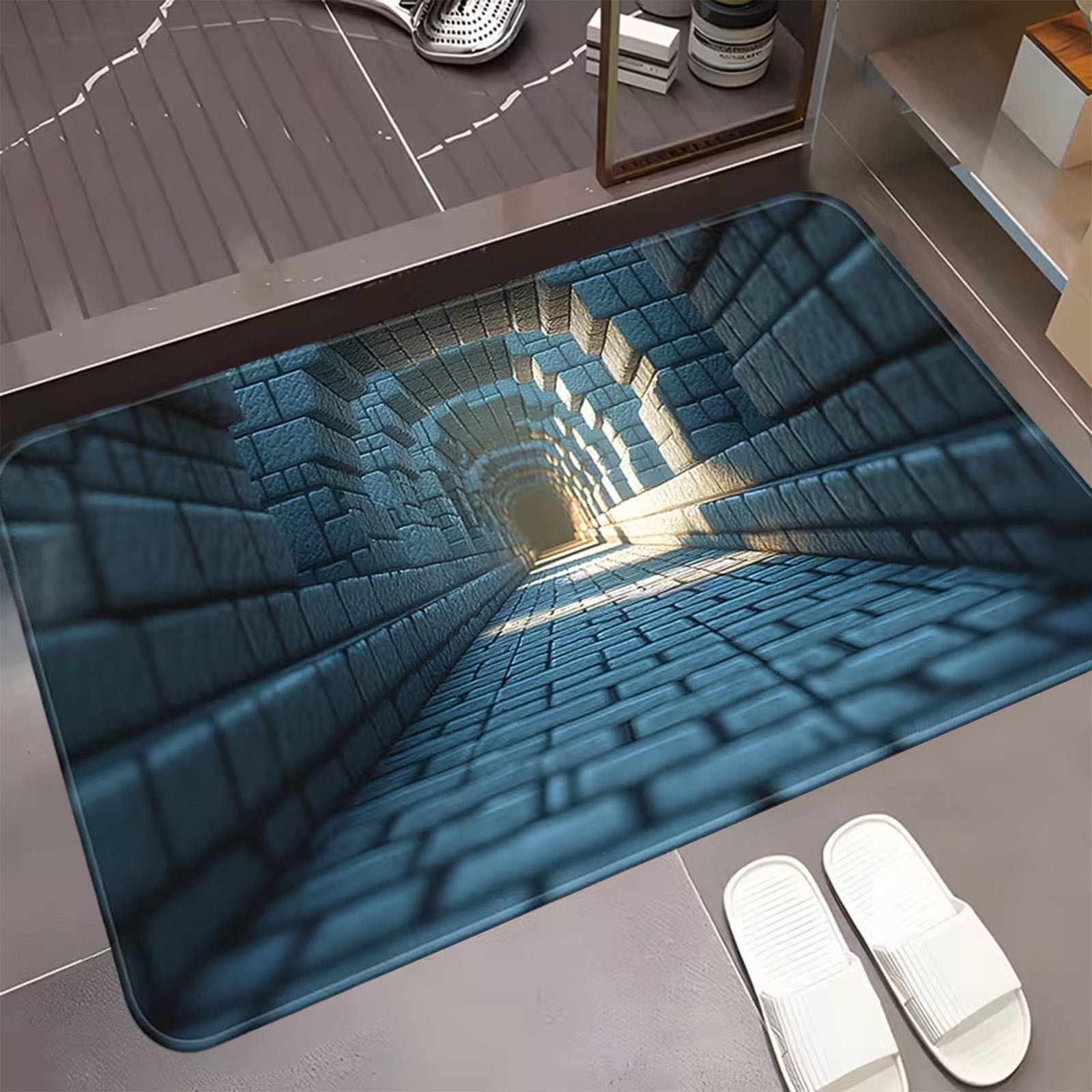 3D Optical Illusion Doormat - Non-Slip Water Absorbent Entrance Mat with Visual Trap Design ...