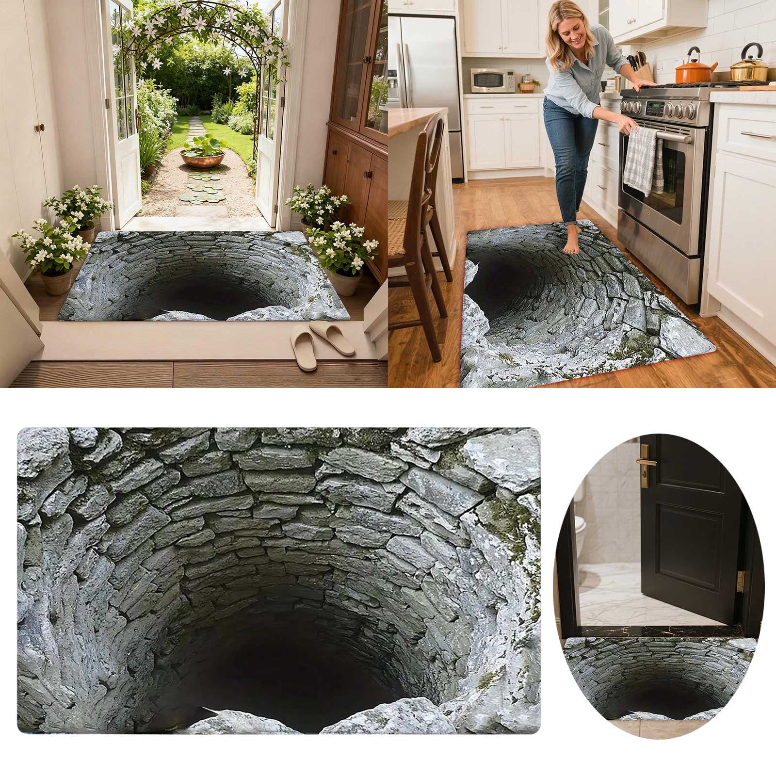 3D Optical Illusion Doormat with Visual Trap Design, Non- Entrance Mat ...