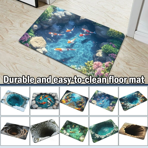 3D Optical Illusion Hole in The Floor Rug Front Door Mat, Kids Playroom ...