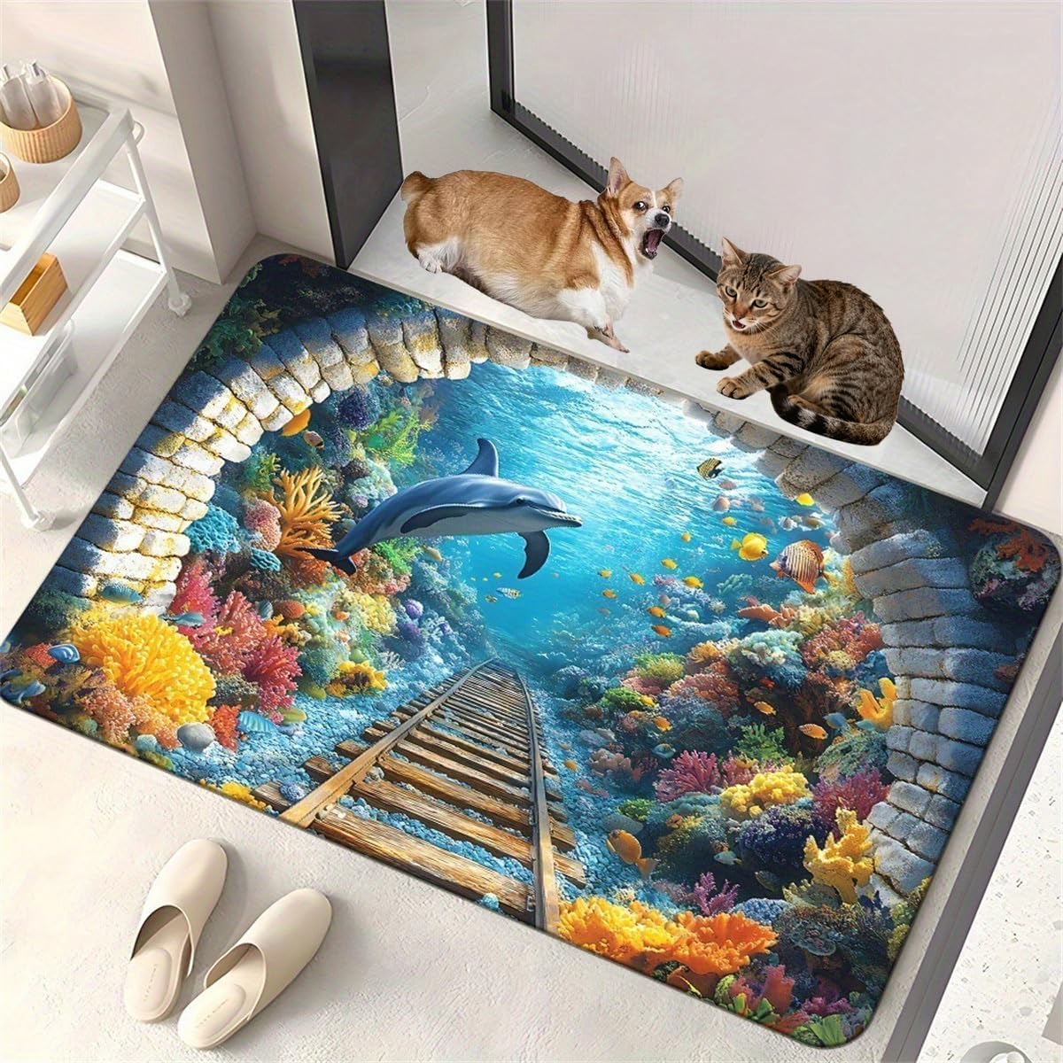 3D Optical Illusion Hole in The Floor Rug Front Door Mat, Kids Playroom ...