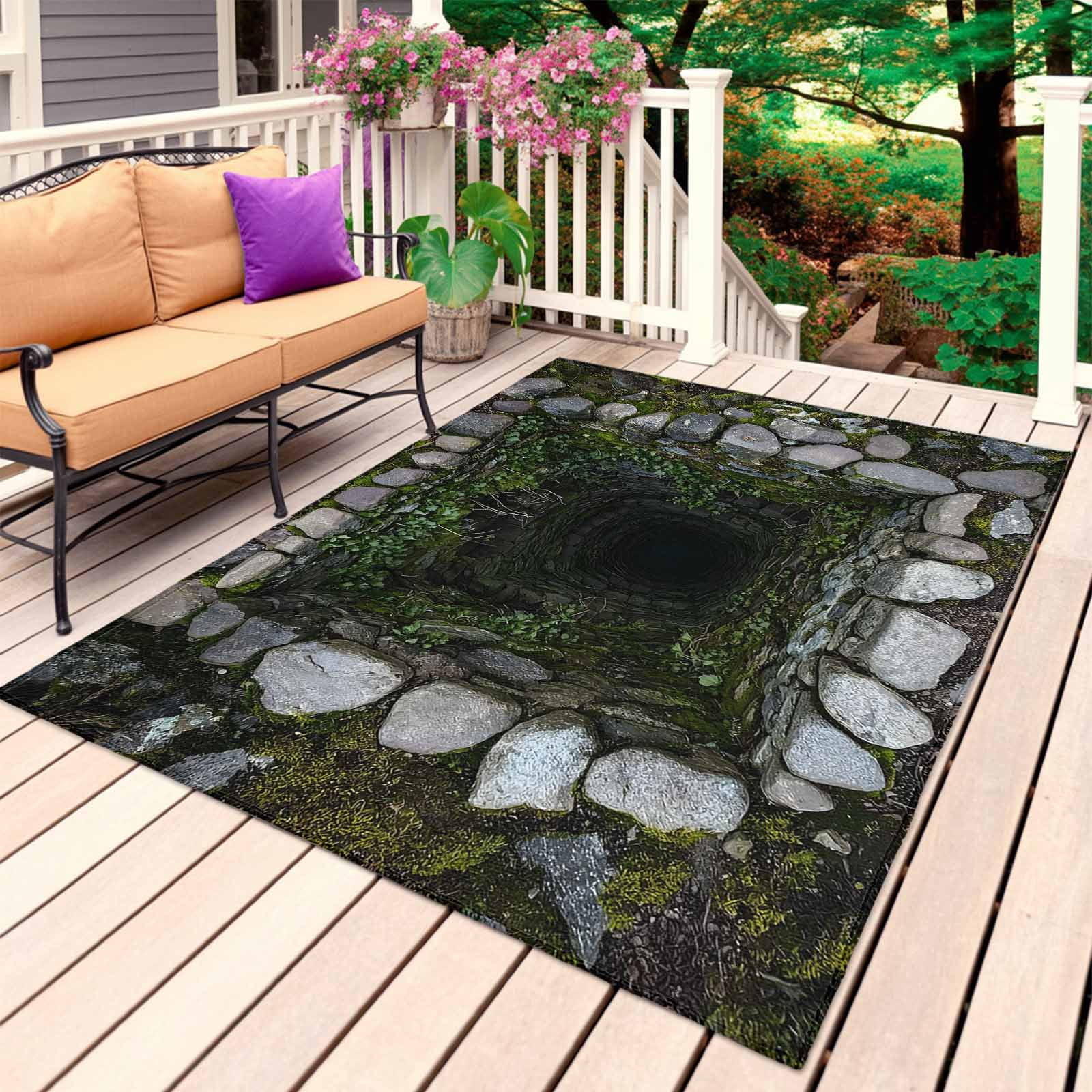 3D Optical Illusion Outdoor Rug 5x7 Ft, Non Slip Washable Area Rug ...
