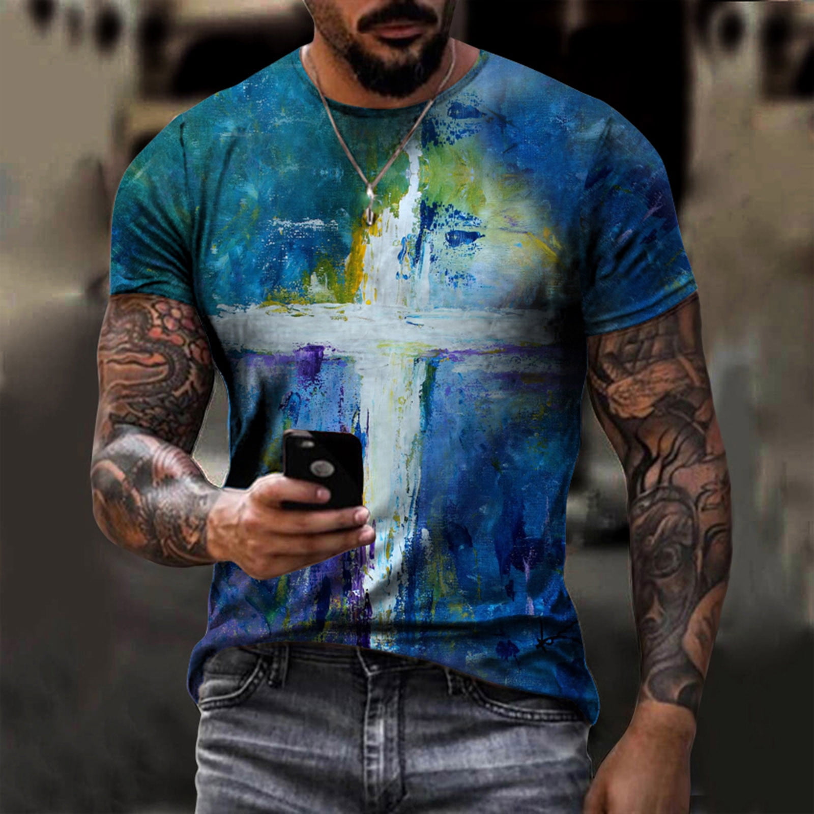 3D Optical Illusion Print T-Shirts for Men Funny Tunnel Pattern ...