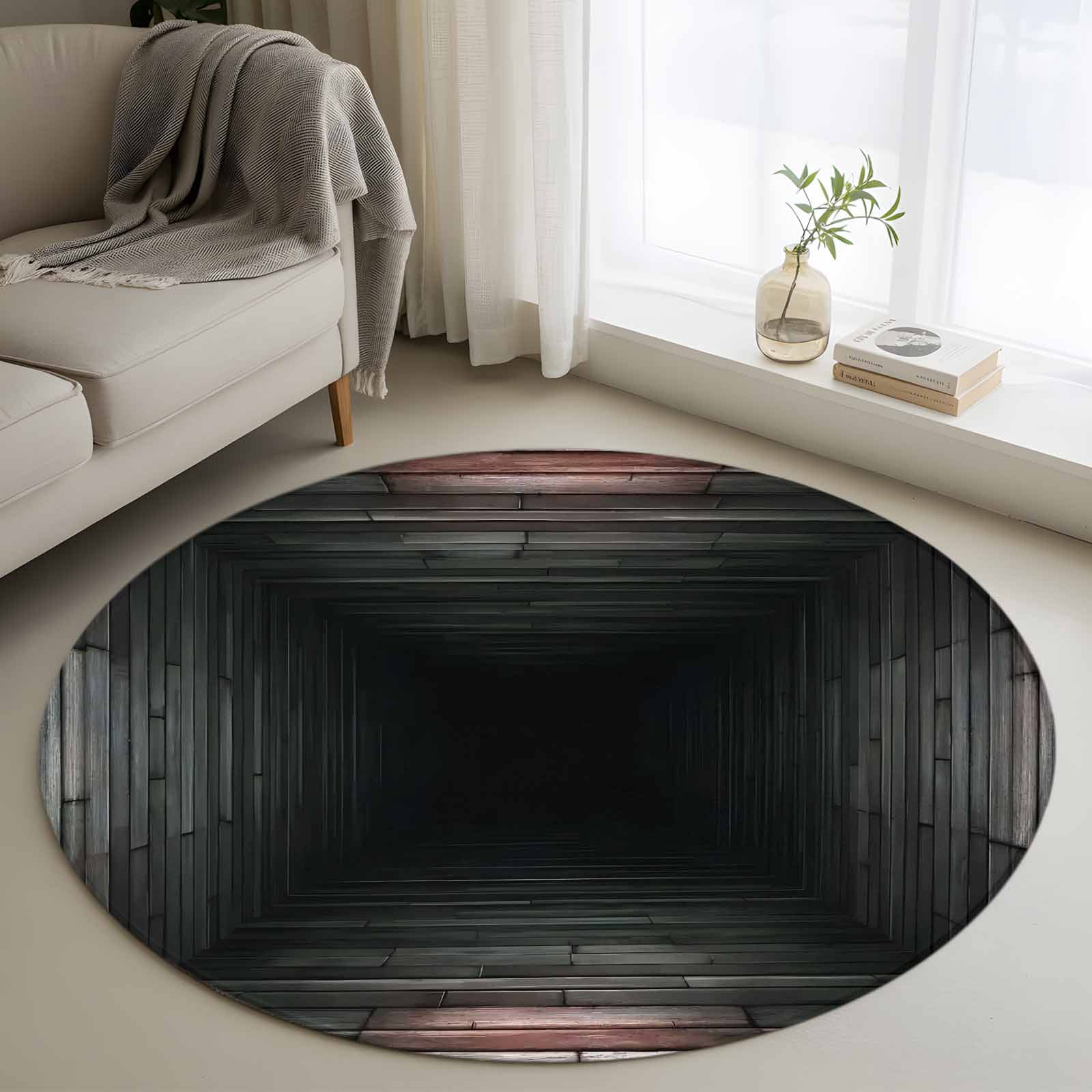 3D Optical Illusion Round Area Rug 4Ft Washable Circle Rugs for Bedroom ...