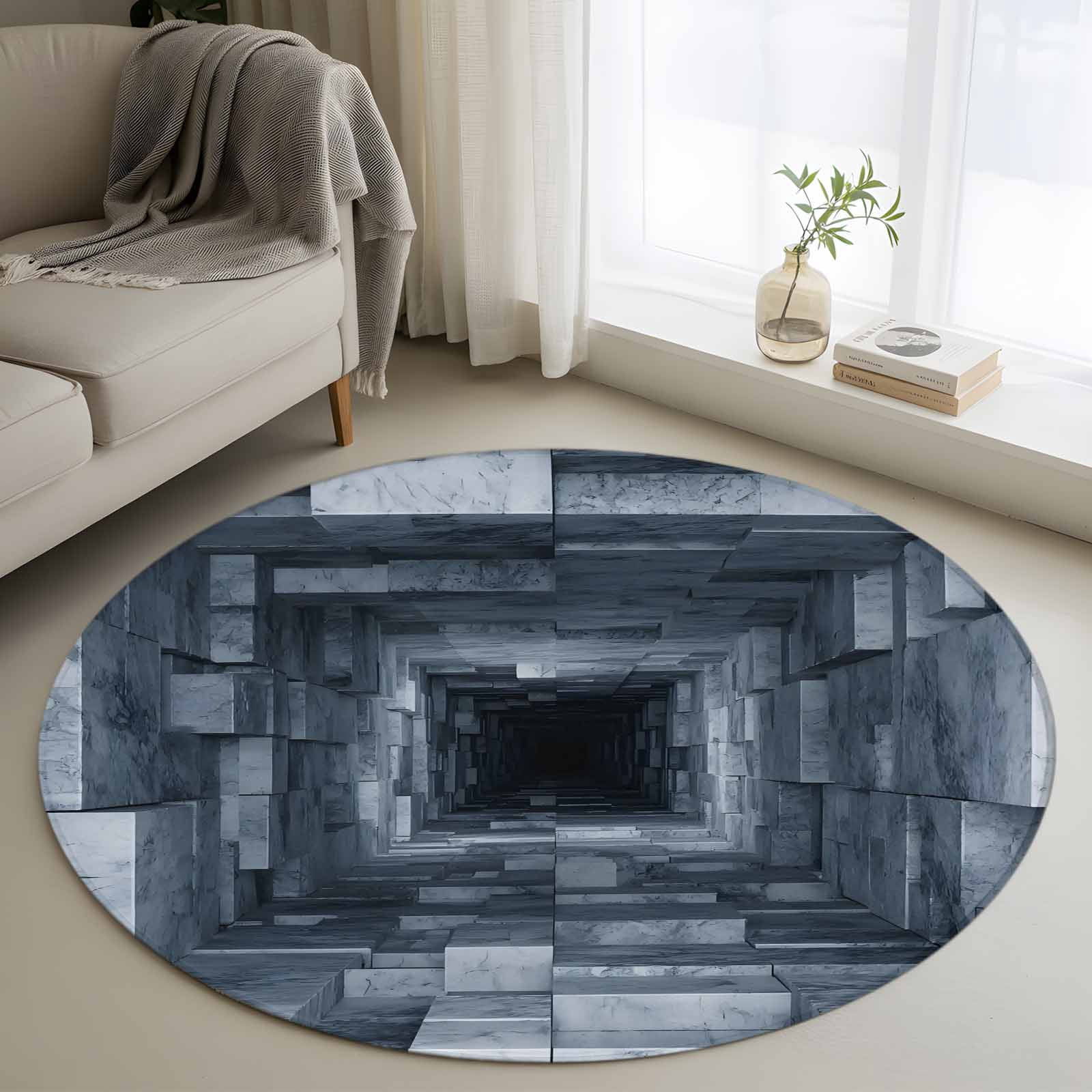 3D Optical Illusion Round Area Rug 4ft, Visual Trap Looks Like Holes ...
