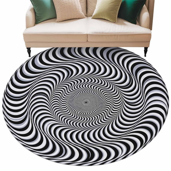 3D Optical Illusion Round Rug 8ft Washable Circle Rugs Non Slip ...