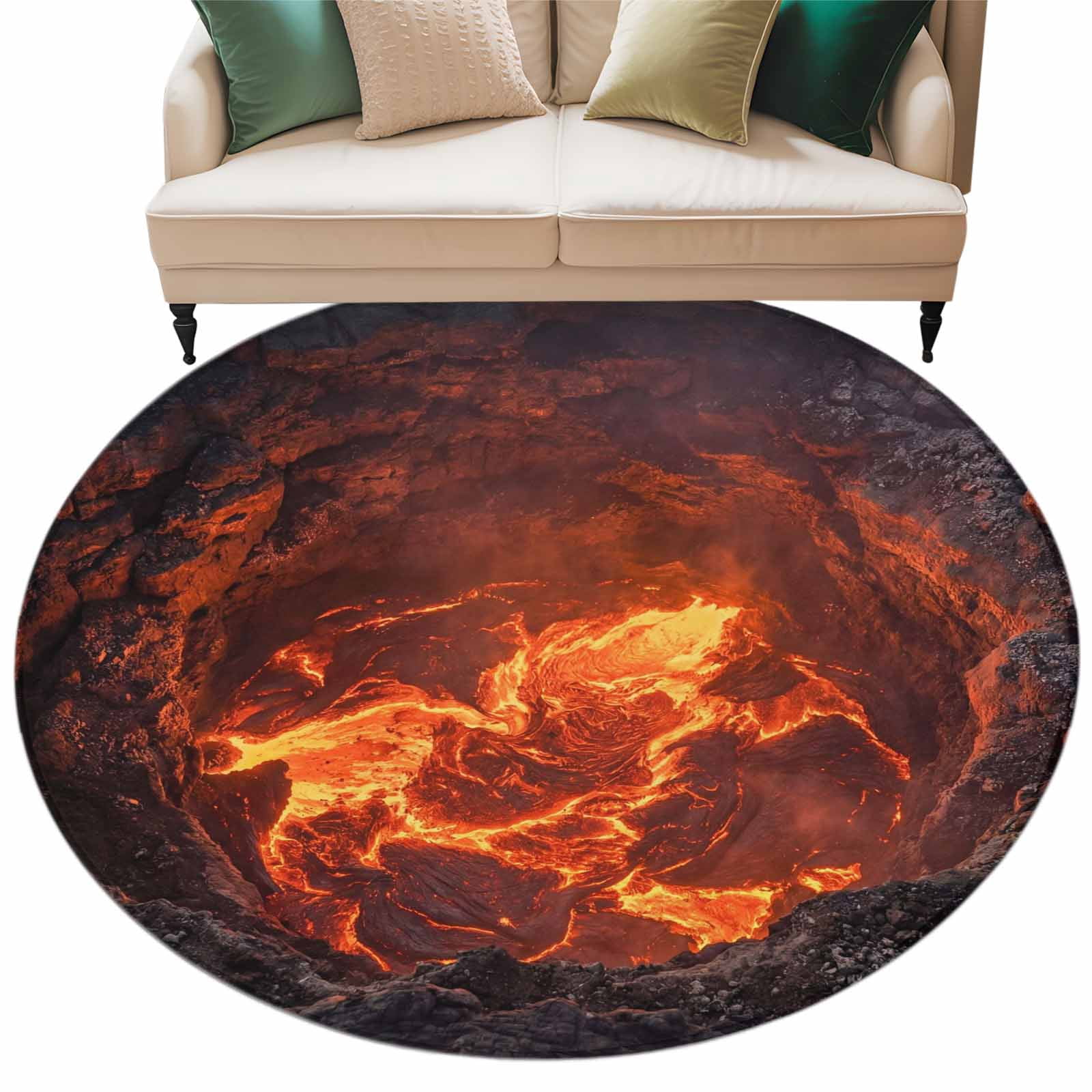 3D Optical Illusion Round Rug 8ft Washable Circle Rugs Non Slip Nature ...