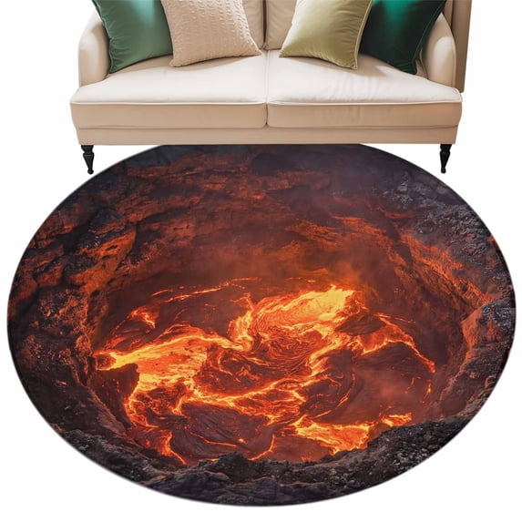 3D Optical Illusion Round Rug 8ft Washable Circle Rugs Non Slip Nature ...