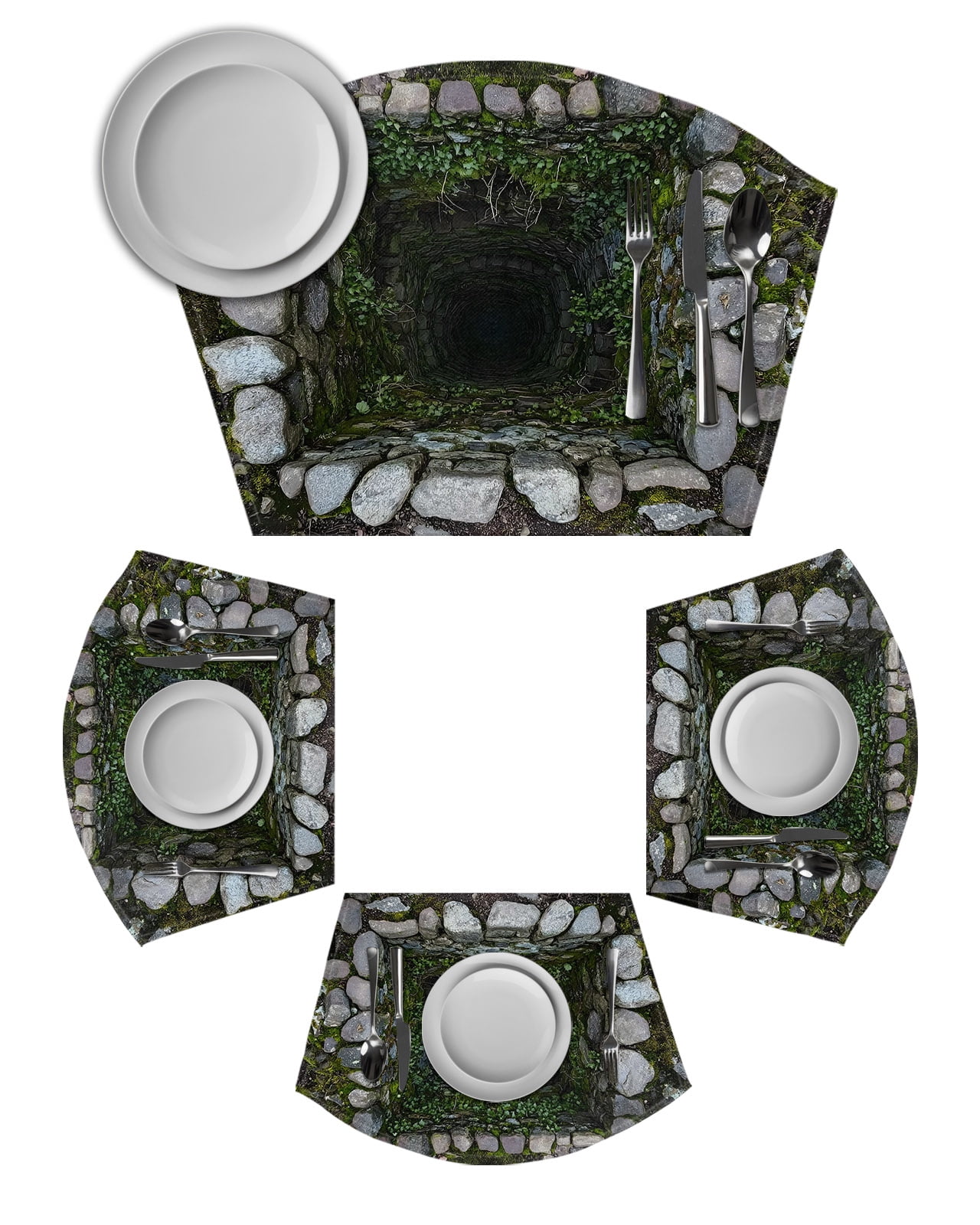 3D Optical Illusion Round Table Placemats Set of 6 Wedge Placemats ...