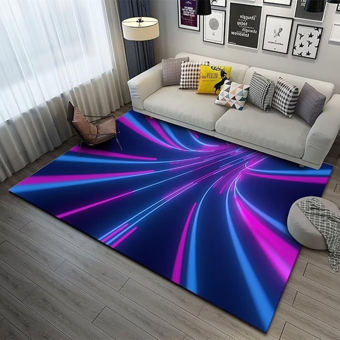 3D Optical Illusion Rug For Kids Room Colorful Trippy Area Rug For ...
