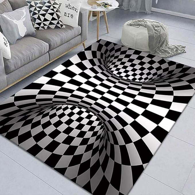 3D Optical Illusion Rug Geometric Art Rectangle Area Rugs For Bedroom ...