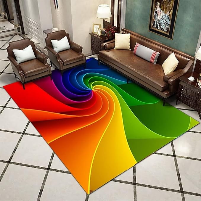 3D Optical Illusion Rug For Kids RoomColorful Trippy Realistic Area Rug ...