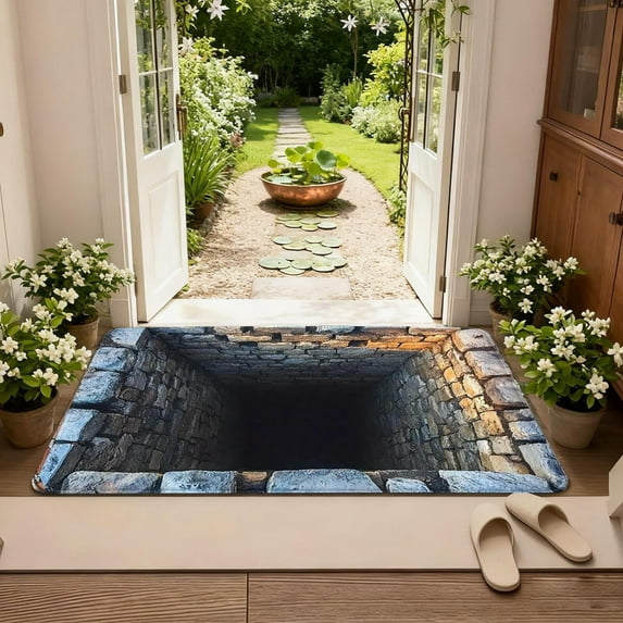 3D Optical Illusion Rug Vortex Bottomless Hole Design Non-Slip Area Mat ...